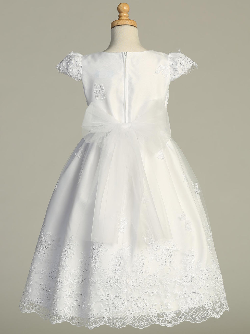 Elegant Girls' White First Communion Dress – Embroidered Tulle ...